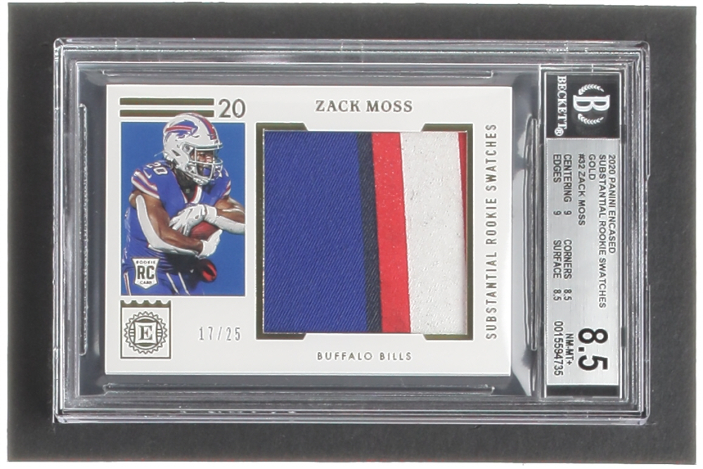 Zack Moss 2020 Panini Encased Substantial Rookie Swatches Gold #32 RC ...