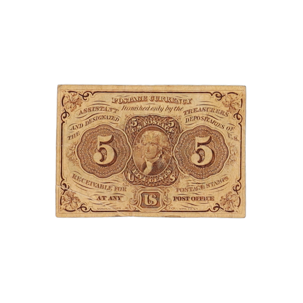 1862-63 United States 5¢ Five Cents Fractional Postage Currency Bank ...