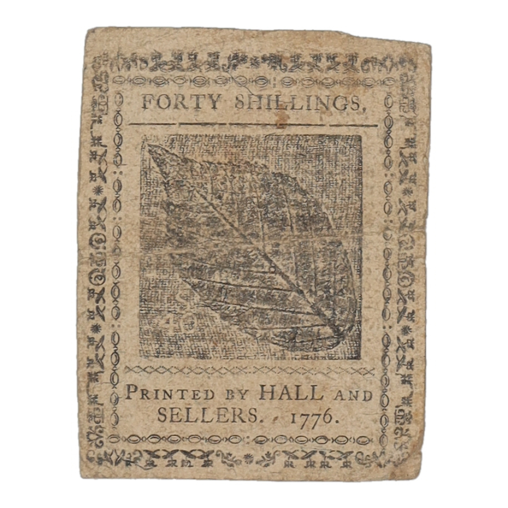1776 Forty (40) Shillings Philadelphia, Pennsylvania Colonial Currency ...