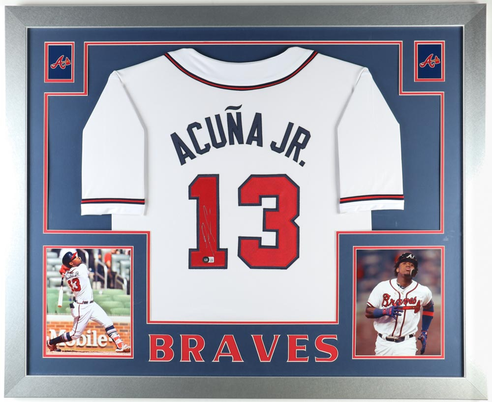 Ronald Acuna Jr. Signed Custom Framed Jersey Display (Beckett ...