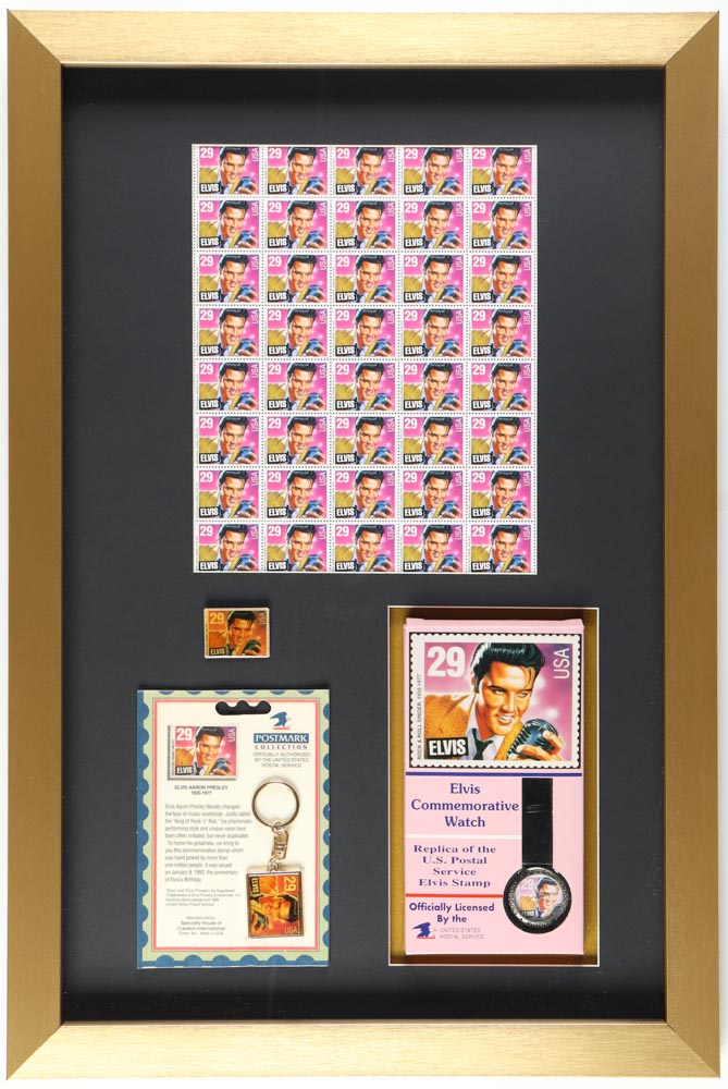 Elvis Presley Custom Framed Uncut Stamp Sheet Display With Stamp ...