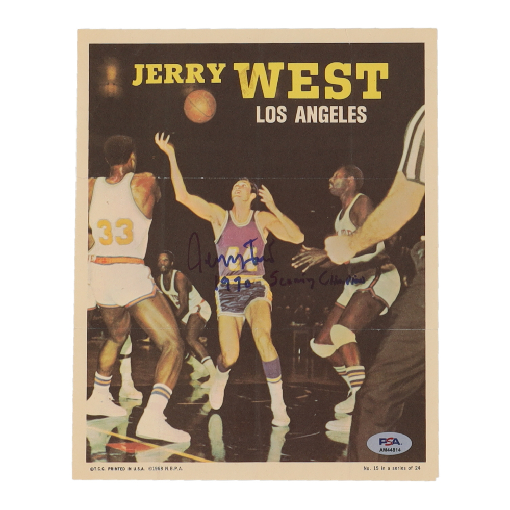 Jerry West Signed 1968 Topps Basketball 8x10 Poster #15 Inscribed "1970 ...