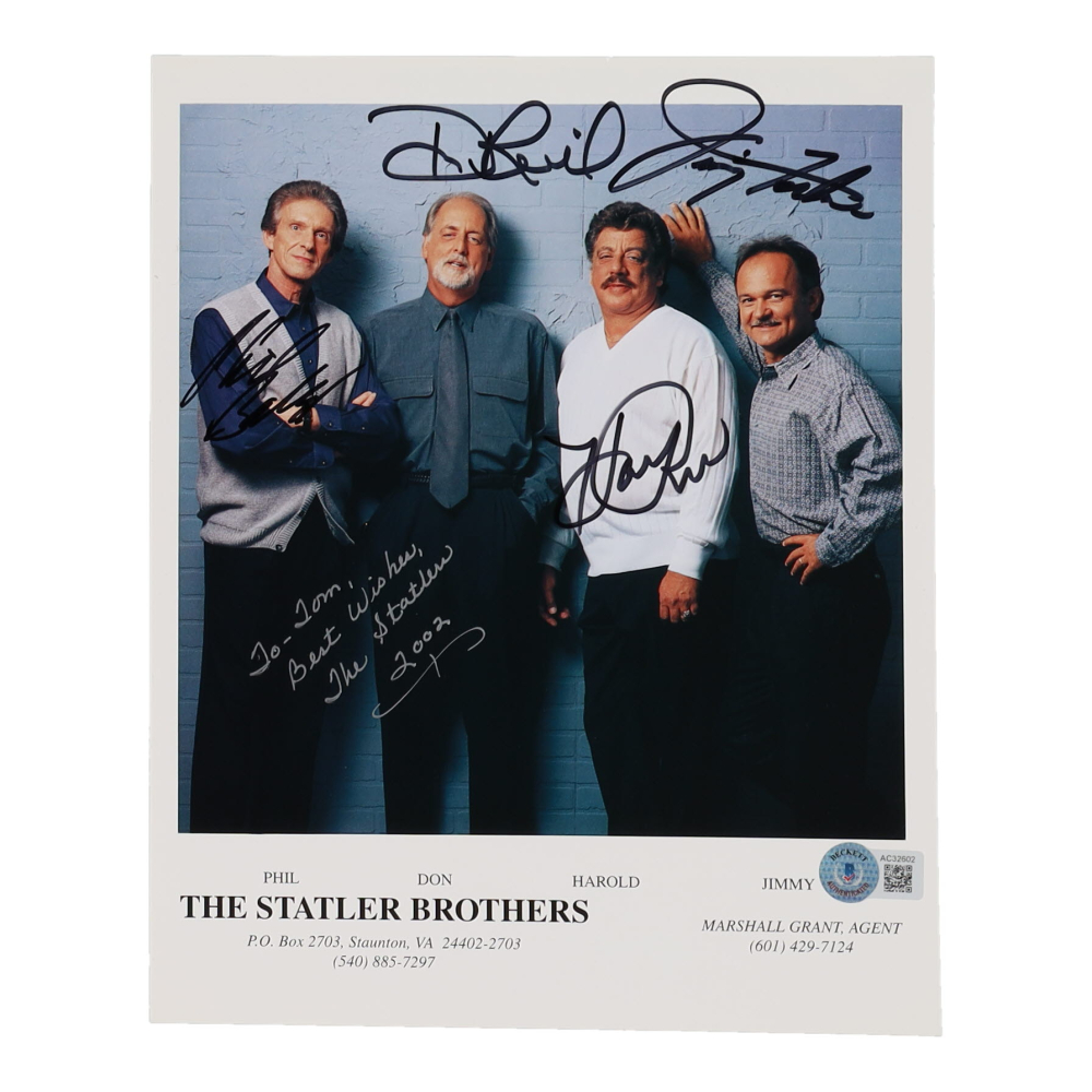 The Statler Brothers 8x10 Photo Signed by (4) with Phil, Don, Harold & Jimmy Statler (Beckett ...