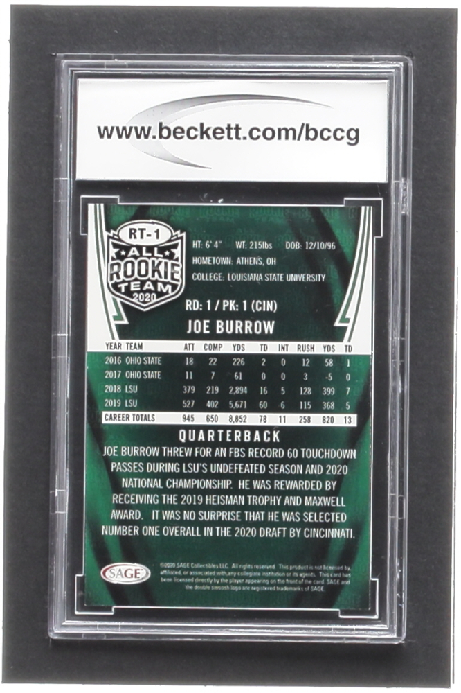 Joe Burrow 2020 SAGE All Rookie Team #RT1 RC (BCCG 10) | Pristine Auction