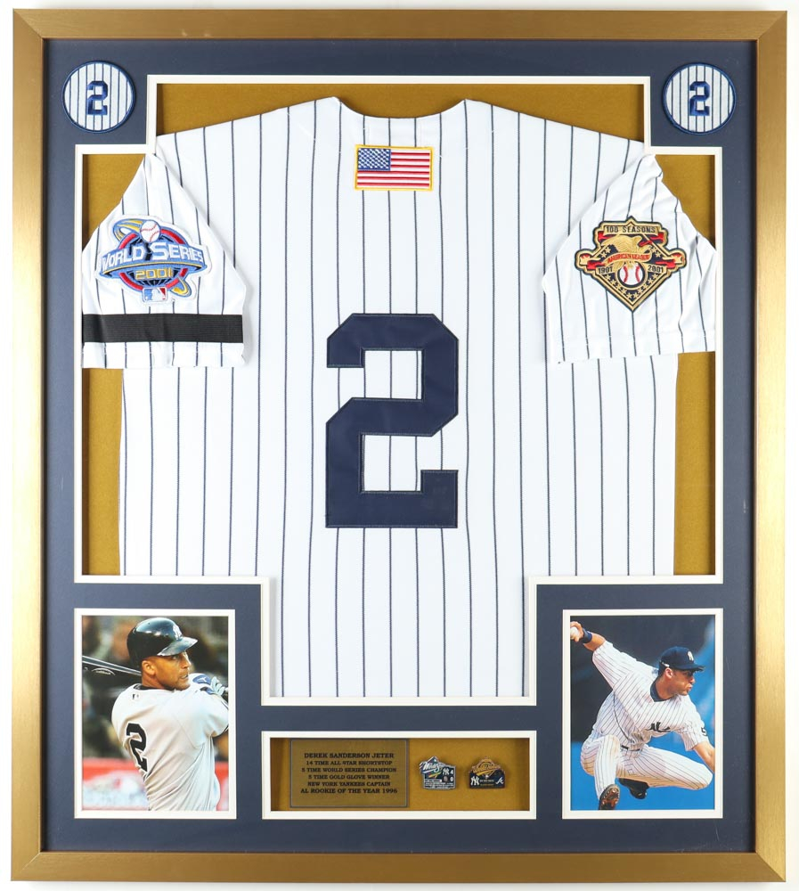 Derek Jeter Yankees Custom Framed Jersey Display With (2) World Series ...