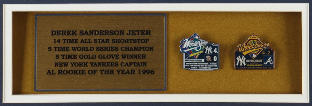 Derek Jeter Yankees Custom Framed Jersey Display With (2) World Series ...