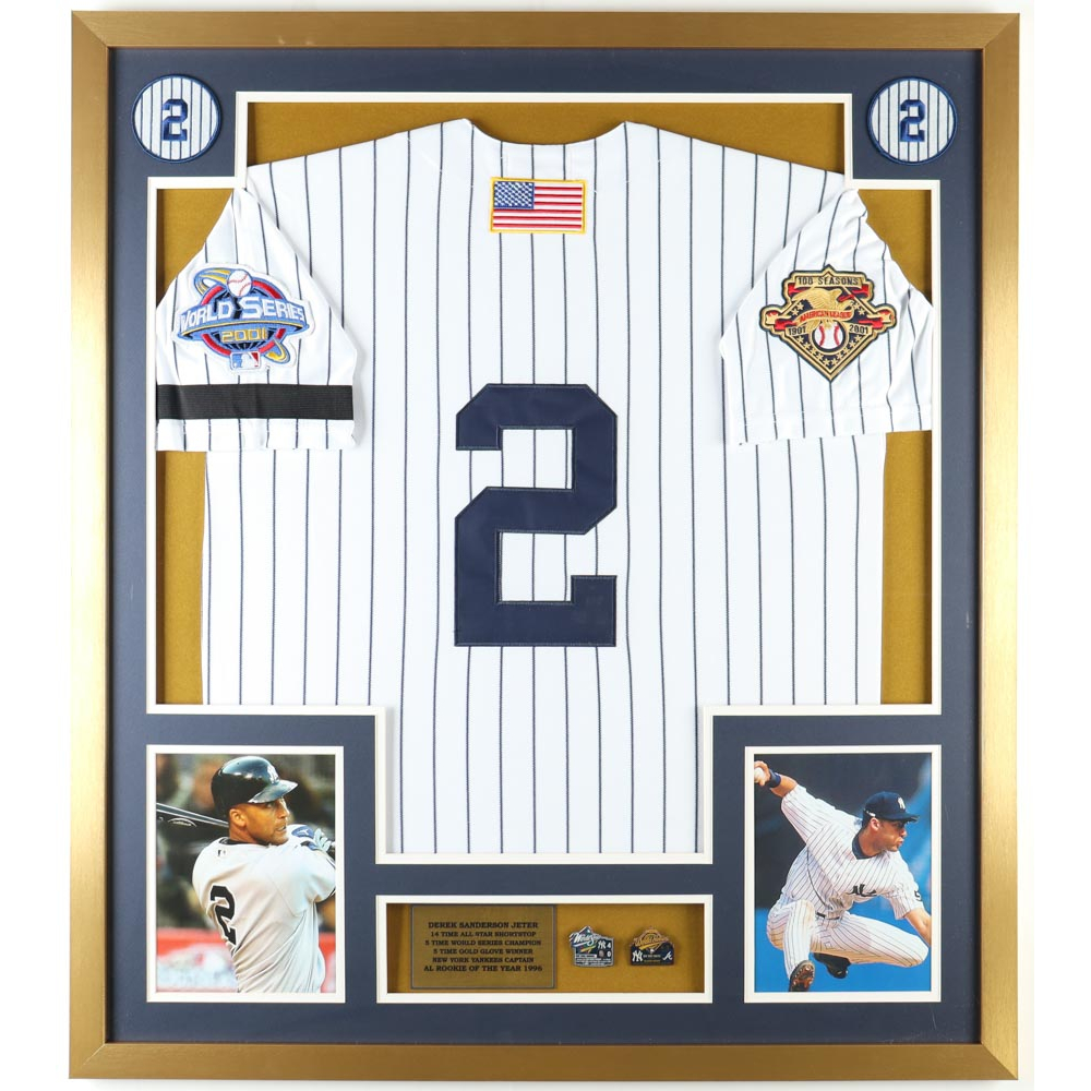Derek Jeter Yankees Custom Framed Jersey Display With (2) World Series ...
