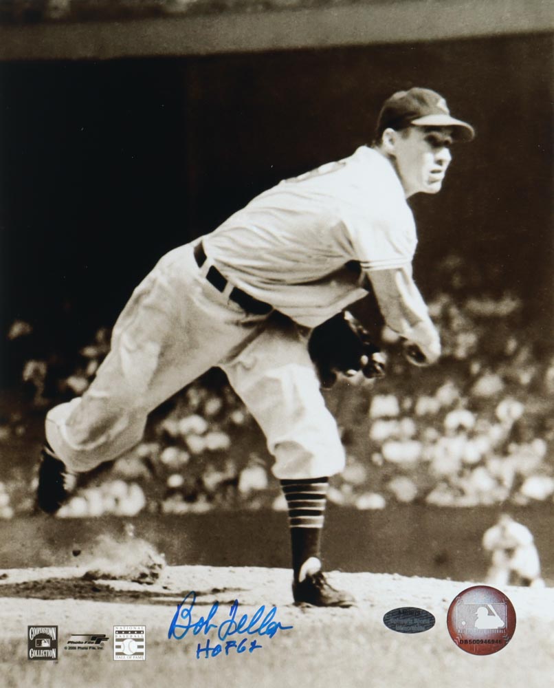 Bob Feller Signed Indians 8x10 Photo Inscribed "HOF 62" (Schwartz ...