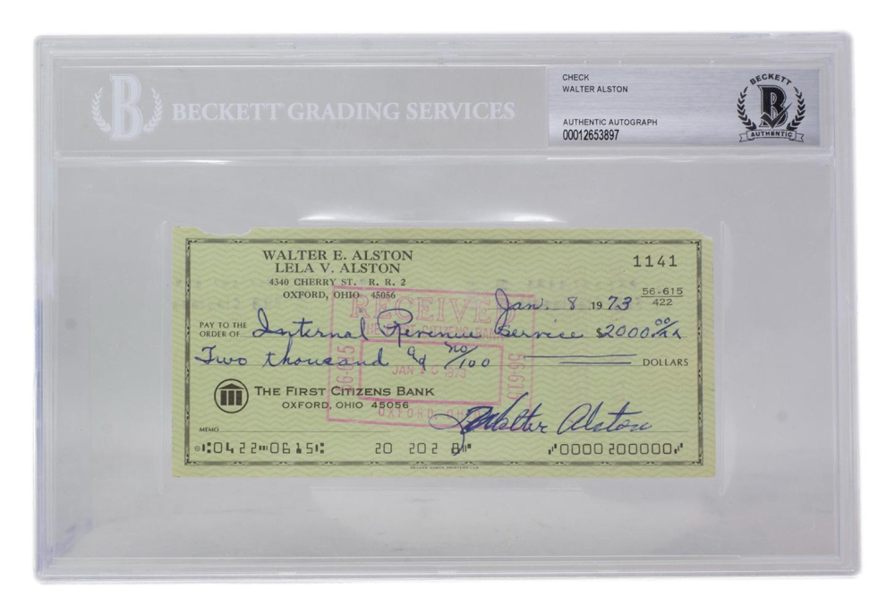 Walter Alston Signed 1973 Personal Bank Check (BGS) | Pristine Auction