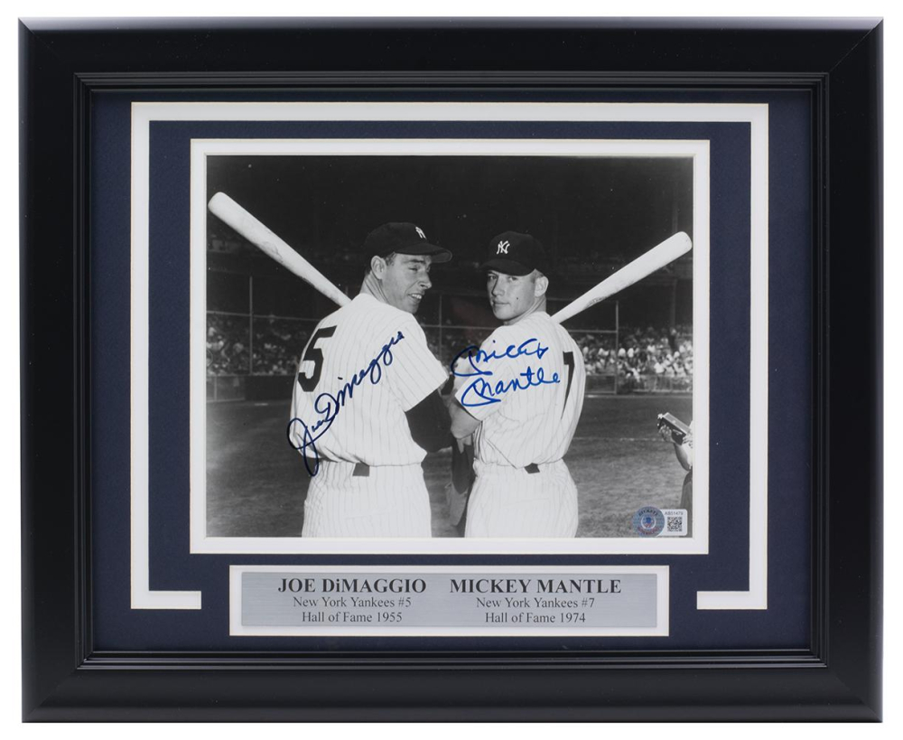 Mickey Mantle & Joe DiMaggio Signed 11x14 Custom Framed Photo Display ...