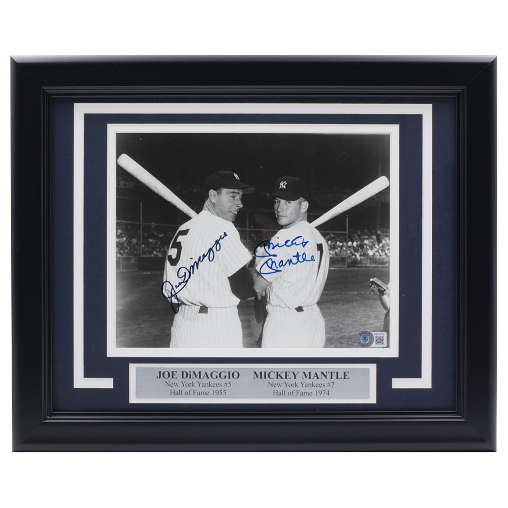 Mickey Mantle & Joe DiMaggio Signed 11x14 Custom Framed Photo Display ...