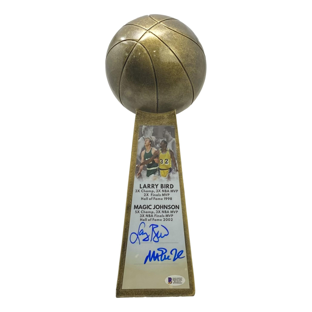 Larry Bird & Magic Johnson Signed Replica Basketball Championship ...