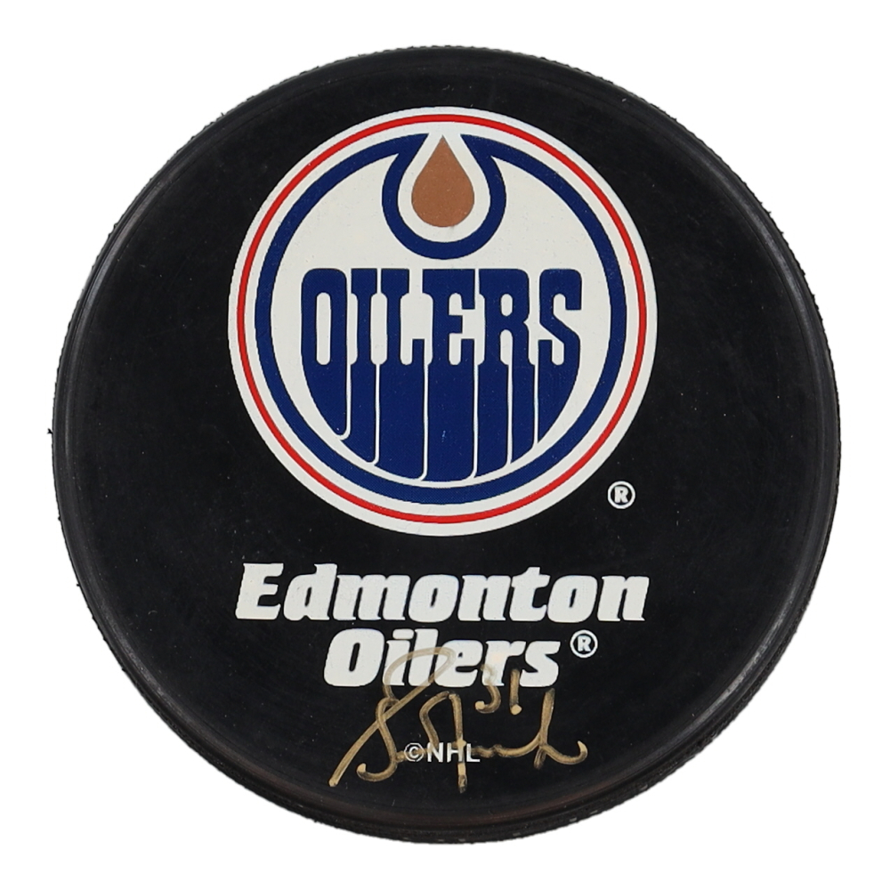 Grant Fuhr Signed Oilers Logo Hockey Puck (Beckett) | Pristine Auction