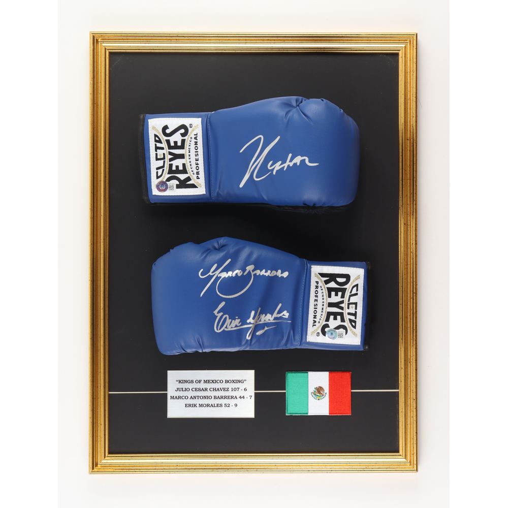 Julio Cesar Chavez, Marco Antonio Barrera & Erik Morales Signed Custom ...