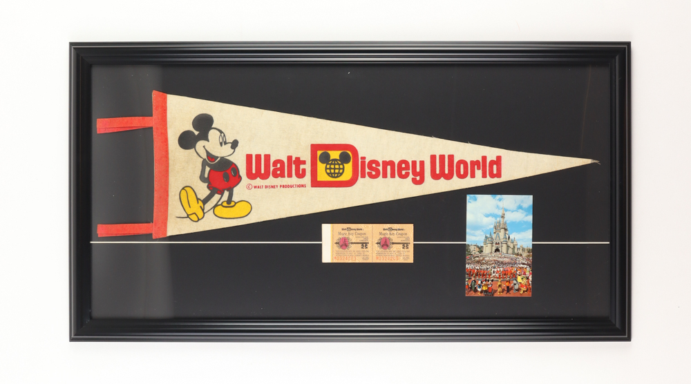 Walt Disney World Custom Framed Pennant Display with Vintage Ticket ...