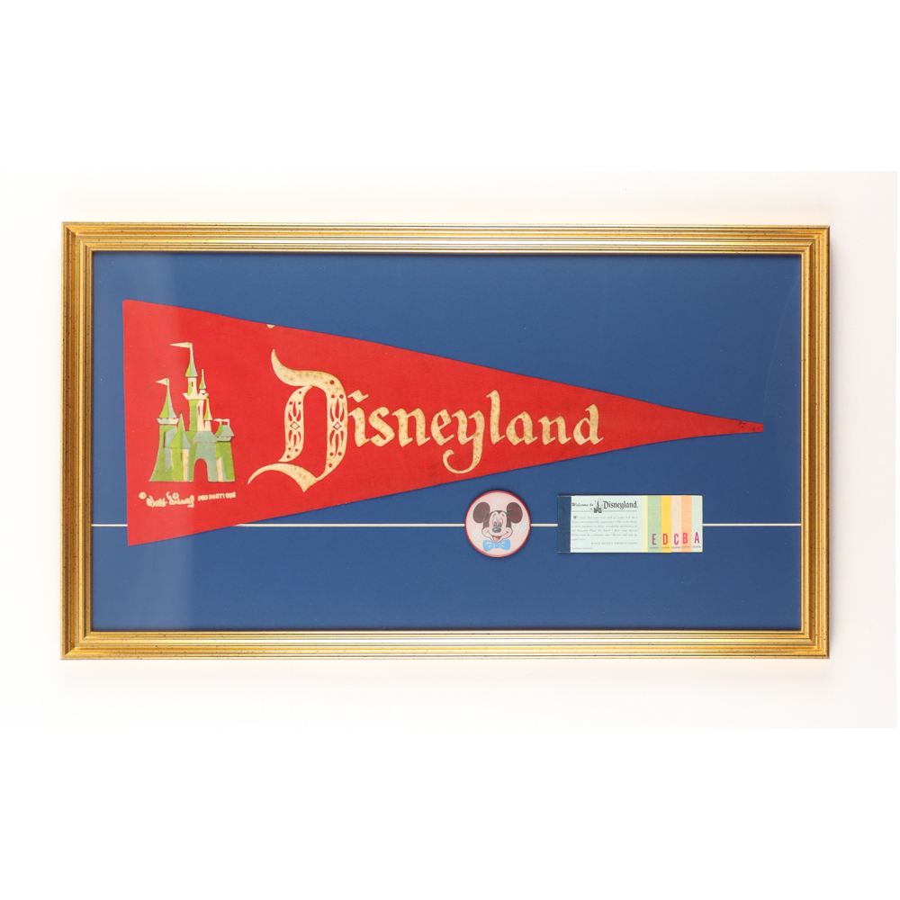 Walt Disney World Custom Framed Pennant Display with Vintage Lenticular ...