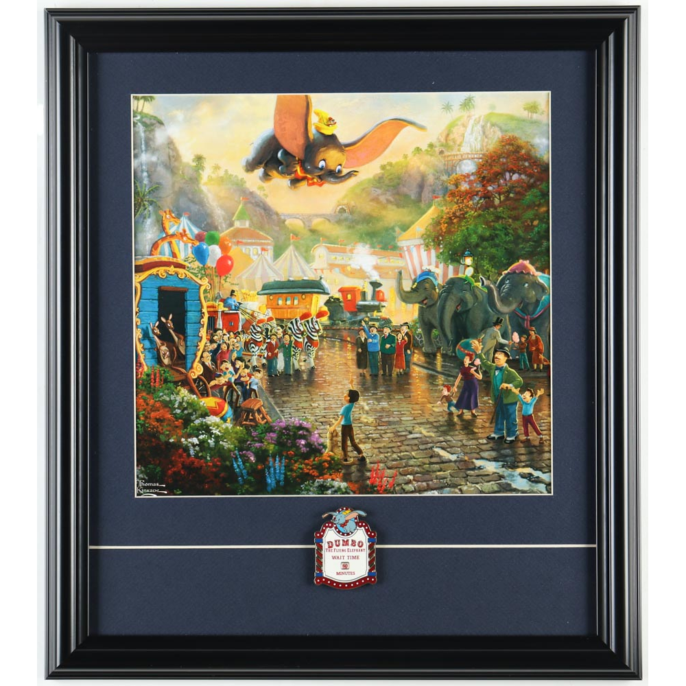 Thomas Kinkade "Dumbo" Custom Framed Print Display With Dumbo Movie Pin ...