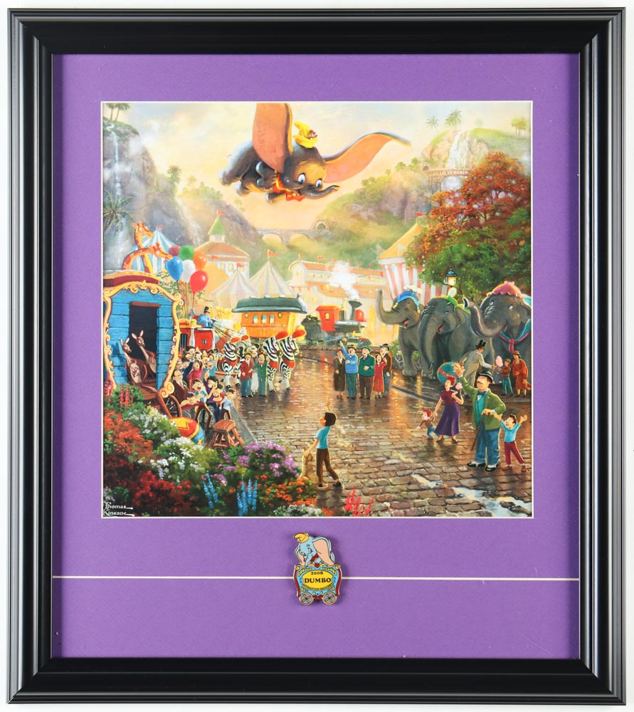 Thomas Kinkade "Dumbo" Custom Framed Print Display With Dumbo Movie Pin ...