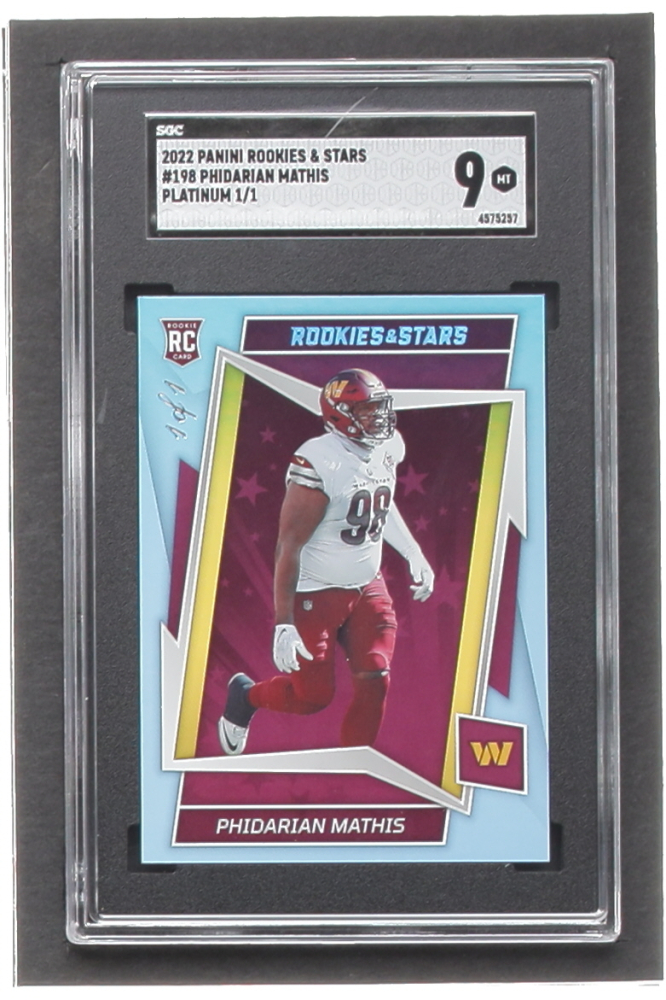 Phidarian Mathis 2022 Rookies and Stars Platinum #198 RC #1/1 (SGC 9 ...