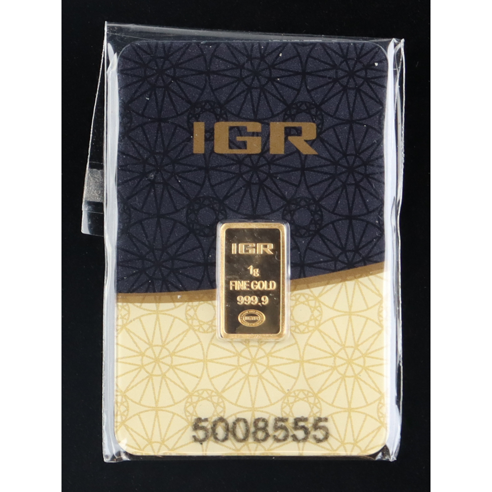 Gold Gram IGR 1g 999.9 Gold Bar in Assay Card | Pristine Auction