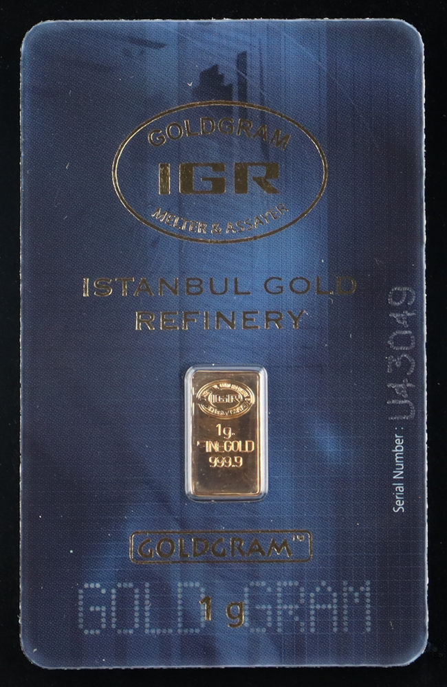 GoldGram IGR 1g 999.9 Gold Bar in Assay Card | Pristine Auction