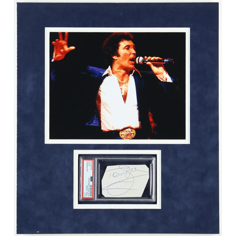 Tom Jones Signed Custom Matted Cut Display (PSA) | Pristine Auction
