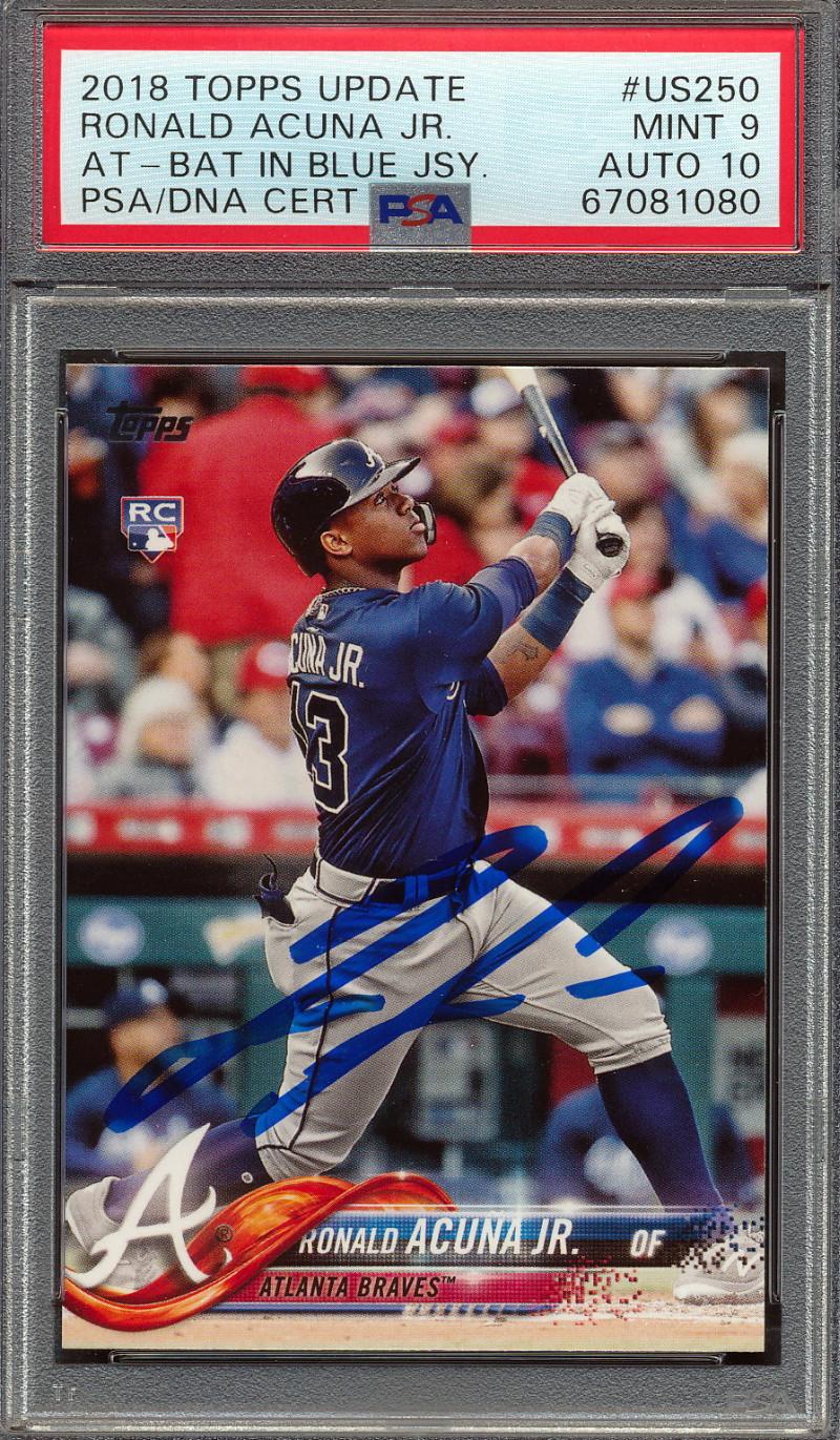 Ronald Acuna Jr. 2018 Topps Update #US250 RC (PSA 9 | Autograph Graded ...