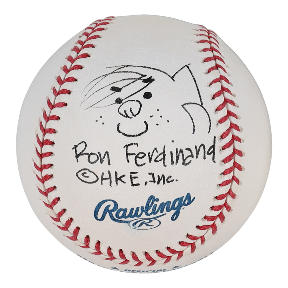 Ron Ferdinand Signed OML Baseball With Hand-Drawn Sketch (Beckett ...
