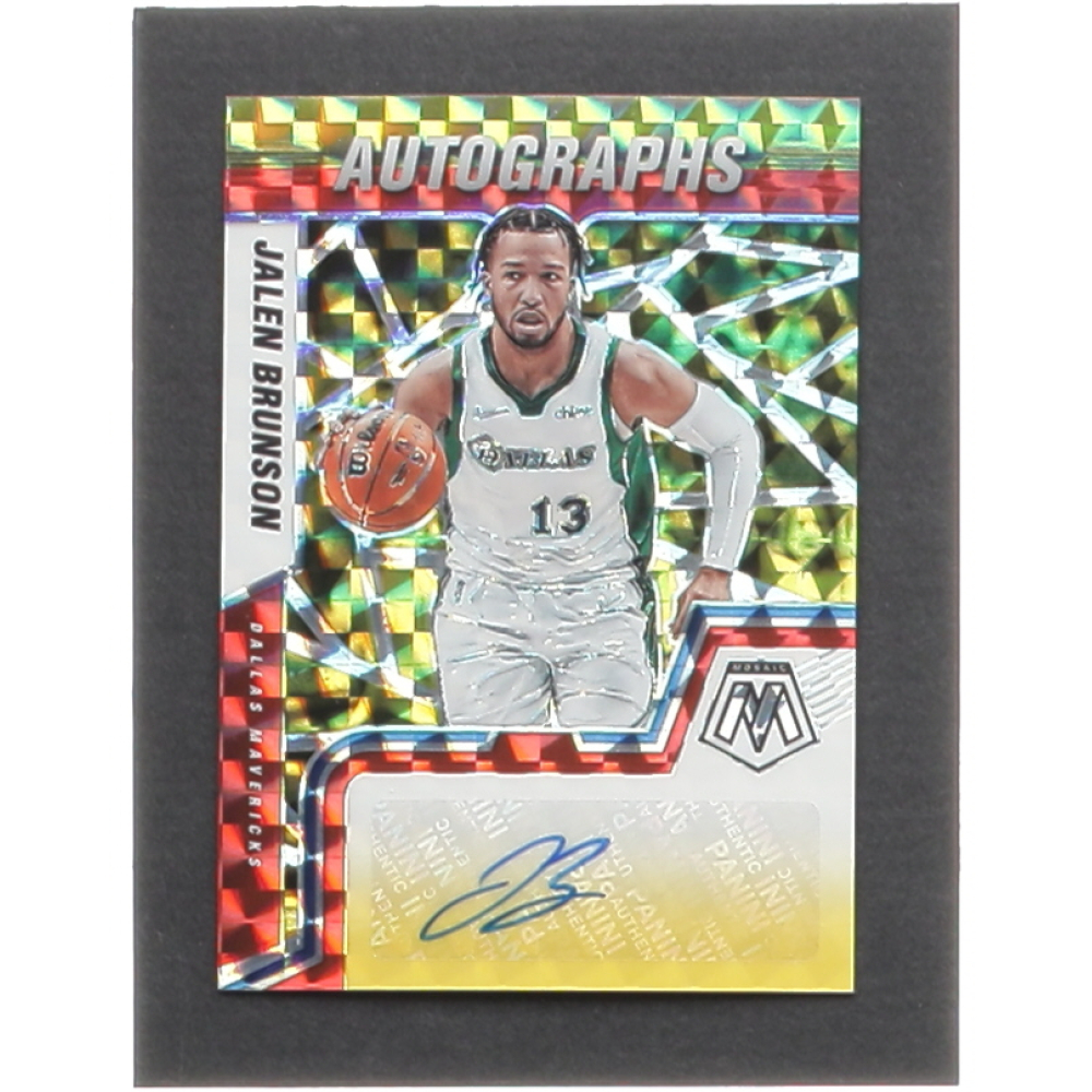 Jalen Brunson 2021-22 Panini Mosaic Autographs Mosaic Choice Fusion Red ...