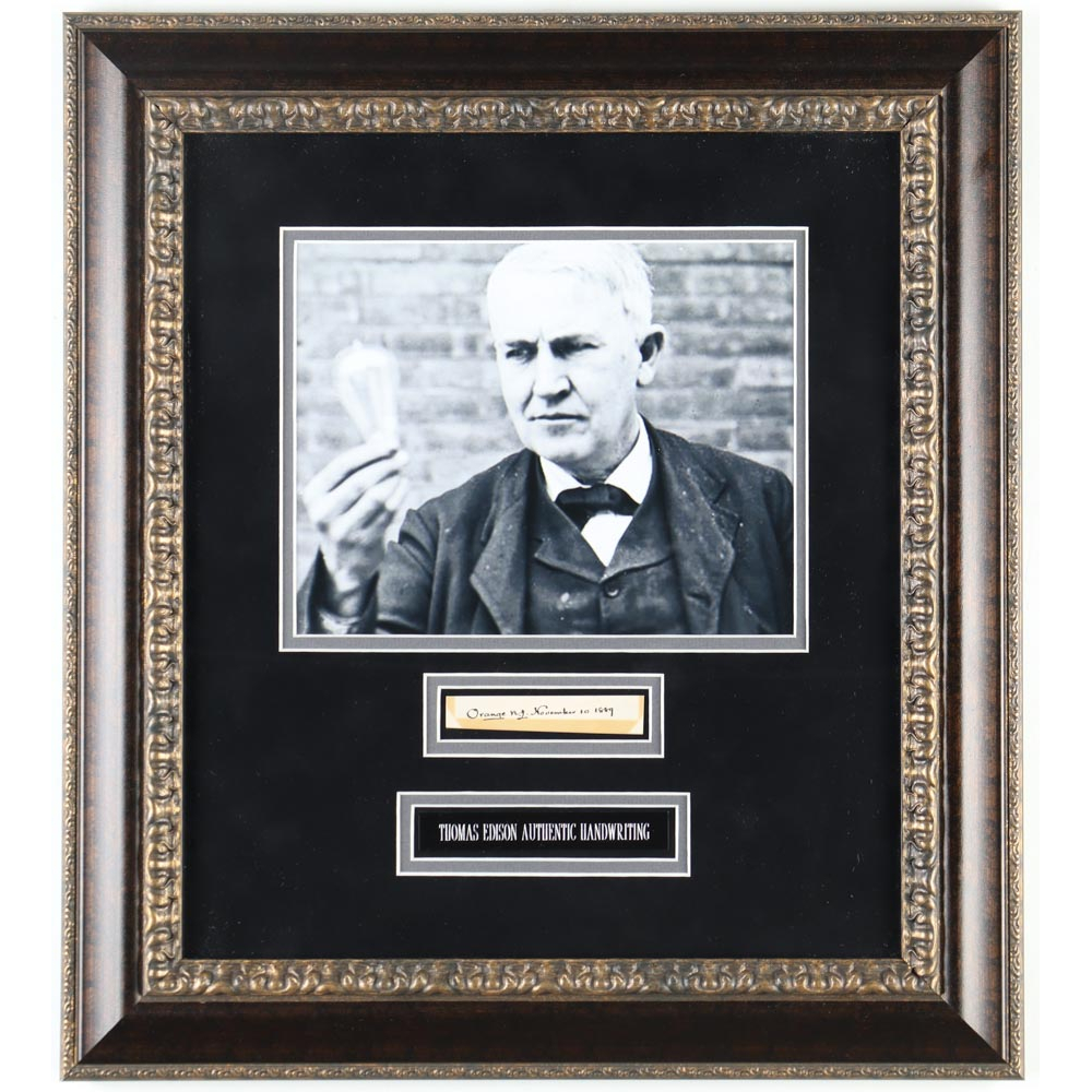 Thomas Edison Hand-Written Cut Custom Framed Display (Beckett ...