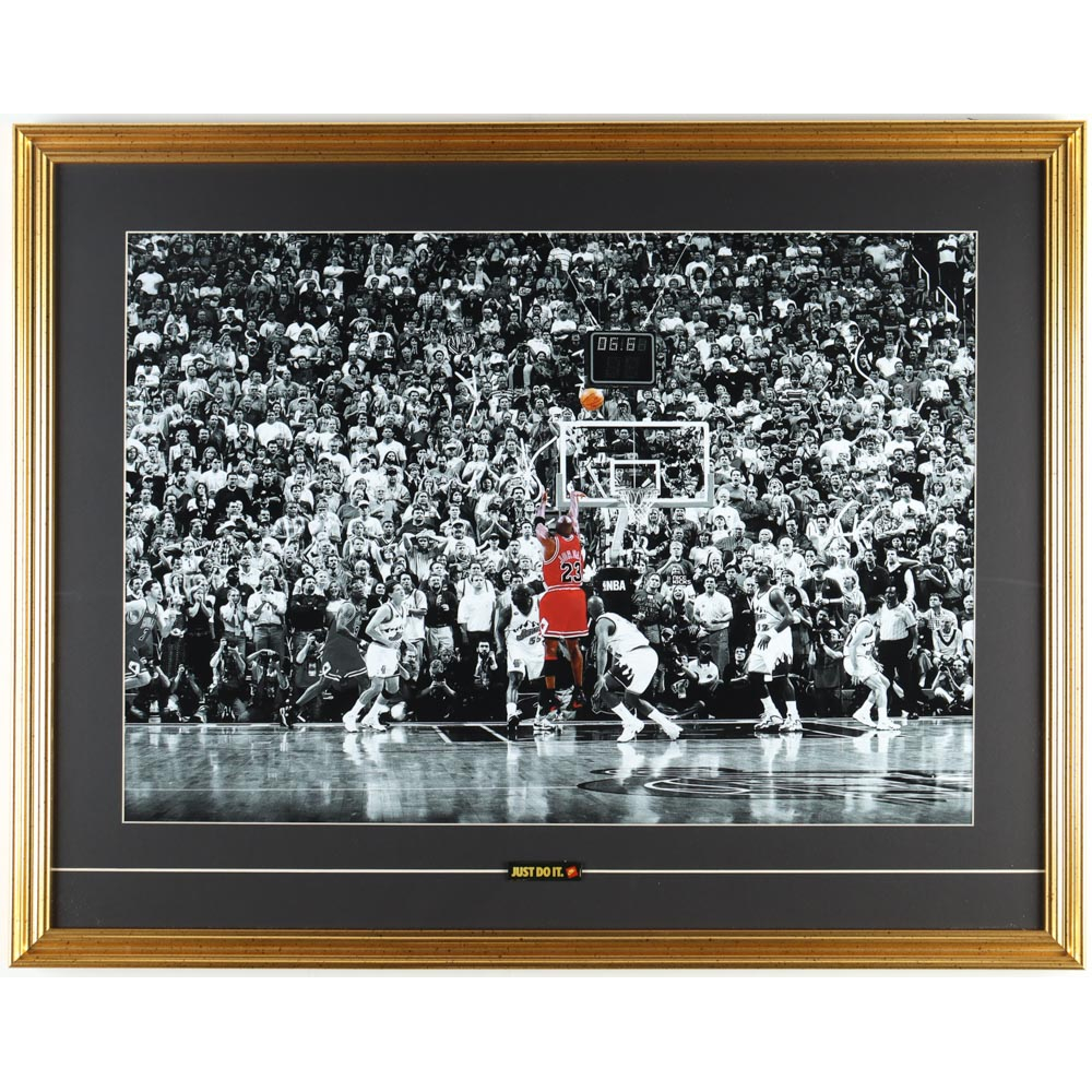 Michael Jordan Custom Framed Photo Display With Nike Pin | Pristine Auction