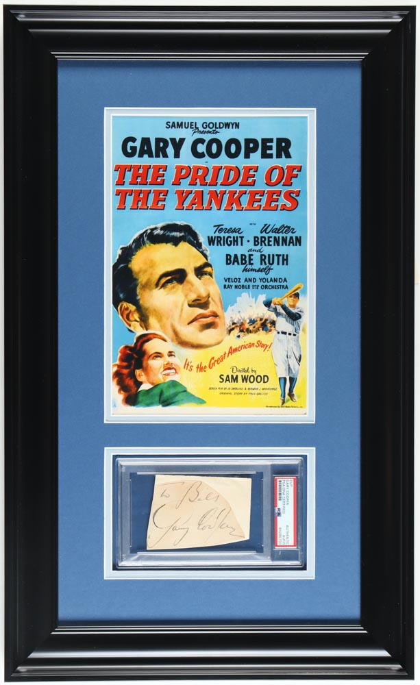 Gary Cooper Signed "The Pride of the Yankees" Custom Framed Cut Display ...