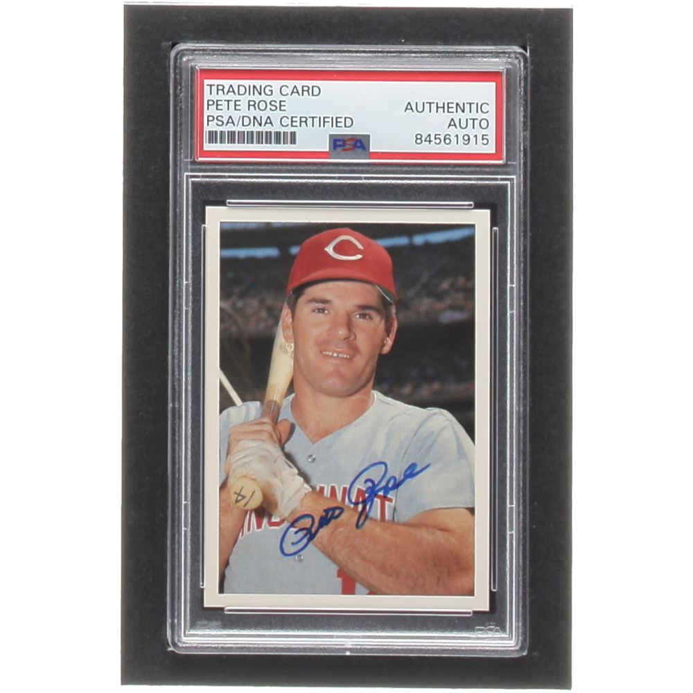 Pete Rose Signed 1985 Topps Rose #105 / Reds Smiling '60s (PSA ...