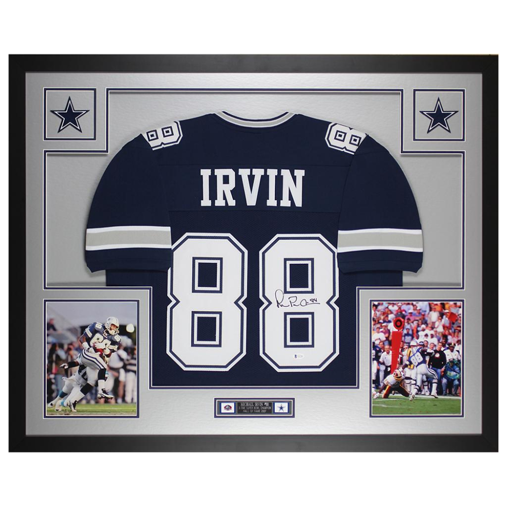 Michael Irvin Signed Custom Framed Jersey Display (Beckett) | Pristine ...