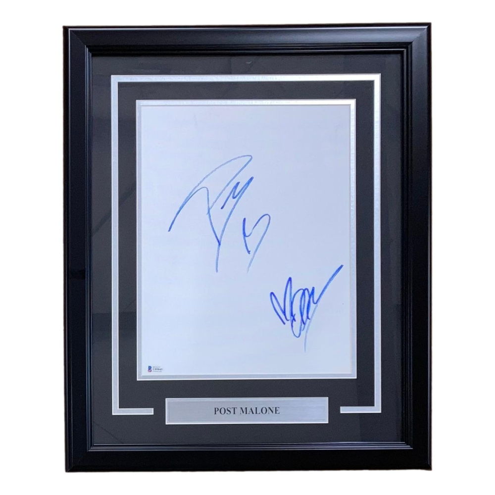 Post Malone Signed Custom Framed Cut Display (Beckett) | Pristine Auction