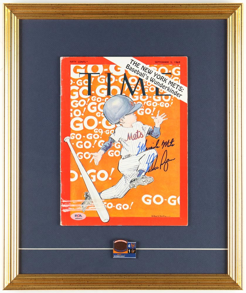 Nolan Ryan Signed Custom Framed "Time" Magazine Display With 1969 World ...