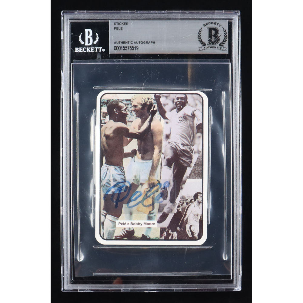 Pele Signed Sticker On 1994 Pele & Bobby Moore Card (BGS) | Pristine ...