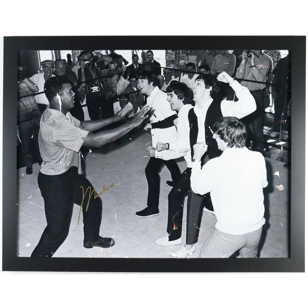 Muhammad Ali Signed "The Beatles & Muhammad Ali" Custom Framed Poster ...