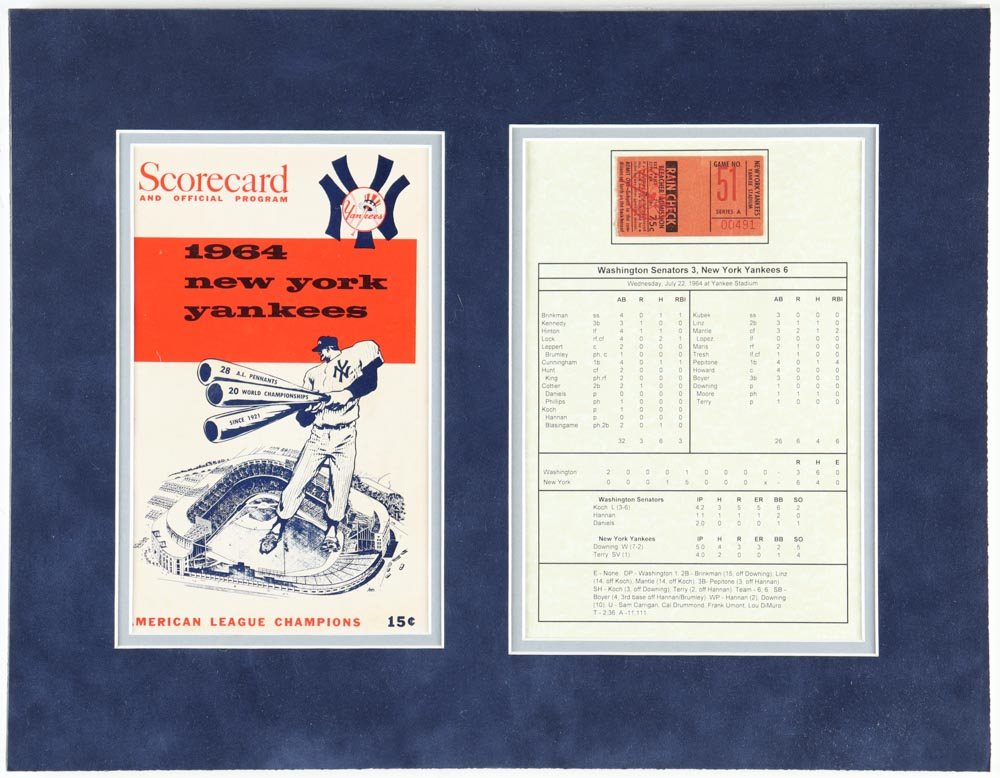 Yankees 14x18 Custom Matted 1964 Game Program Display with Scorecard ...