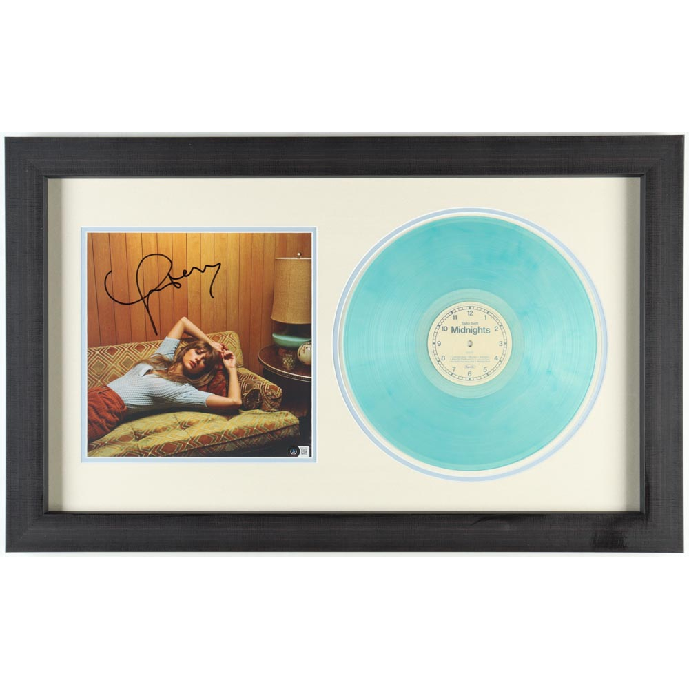 Taylor Swift Signed Custom Framed "Midnights" Vinyl Album Cover Display ...