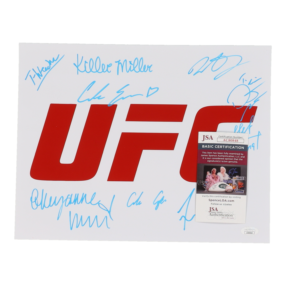 UFC 11x14 Photo Signed By (9) with Demetrious Johnson, Dustin Poirier ...
