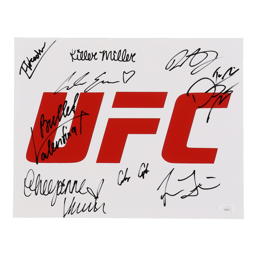 UFC 11x14 Photo Signed By (9) with Demetrious Johnson, Dustin Poirier ...