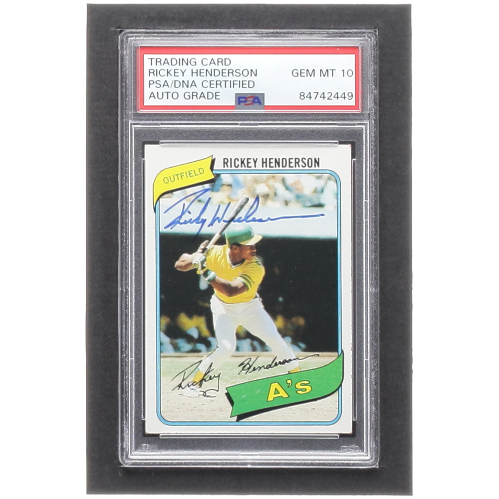 Rickey Henderson Signed 1980 Topps #482 RC (PSA | Autograph Graded 10 ...