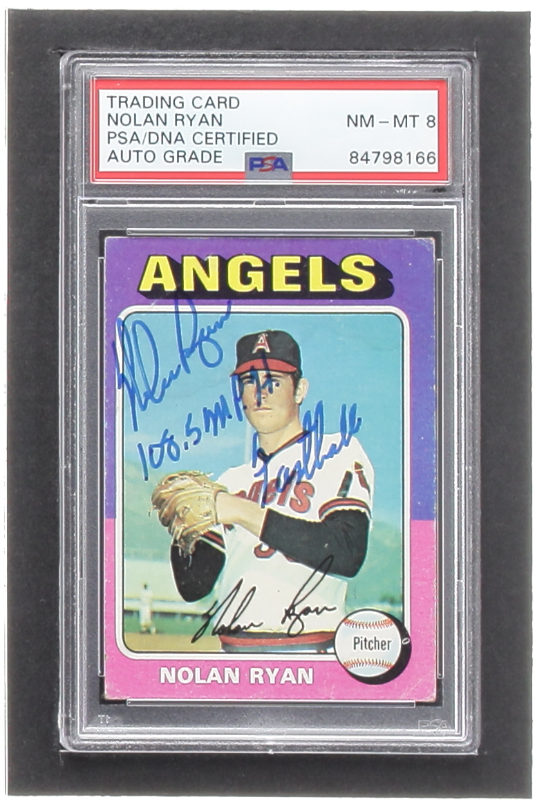 Nolan Ryan Signed 1975 Topps #500 Inscribed "108.5 M.P.H. Fastball ...