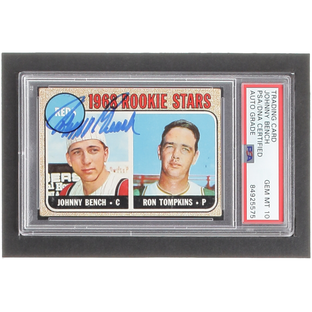 Johnny Bench Signed Johnny Bench / Ron Tompkins 1968 Topps #247A RC ...