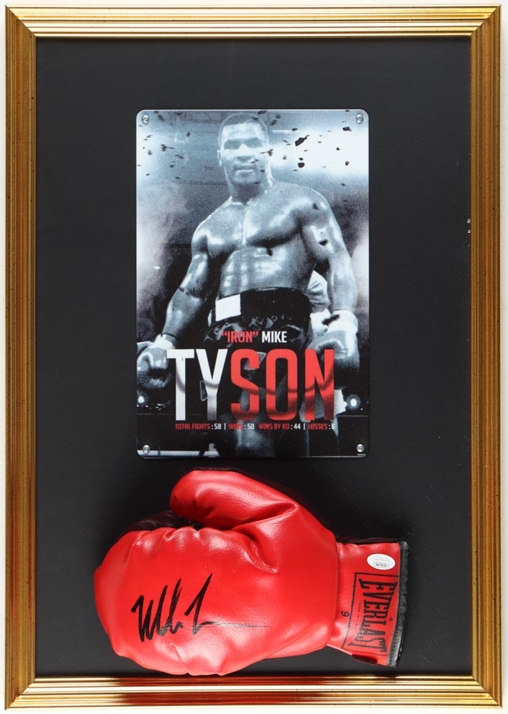 Mike Tyson Signed Custom Framed Everlast Boxing Glove Display With Tin ...