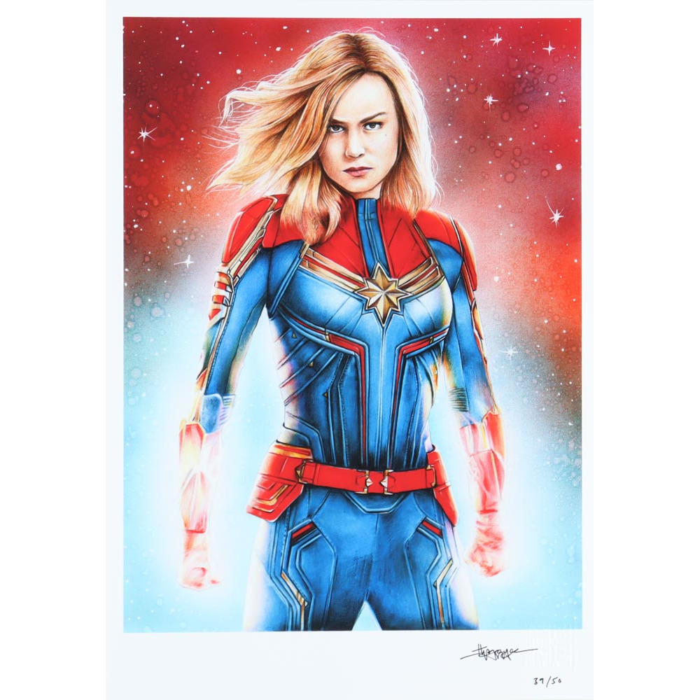 Thang Nguyen Signed LE "Captain Marvel" 8x12 Print (PA) | Pristine Auction