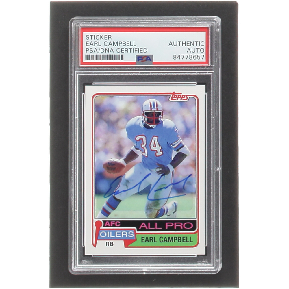 Earl Campbell Signed Sticker on Trading Card (PSA) | Pristine Auction