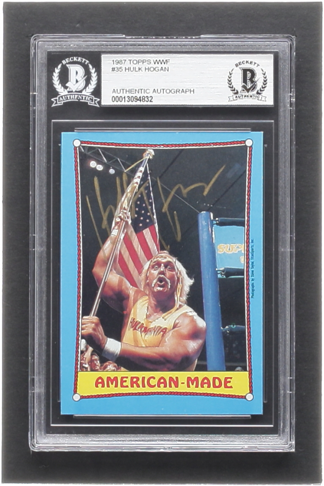 Hulk Hogan Signed 1987 Topps WWF #35 American-Made RA (BGS) | Pristine ...