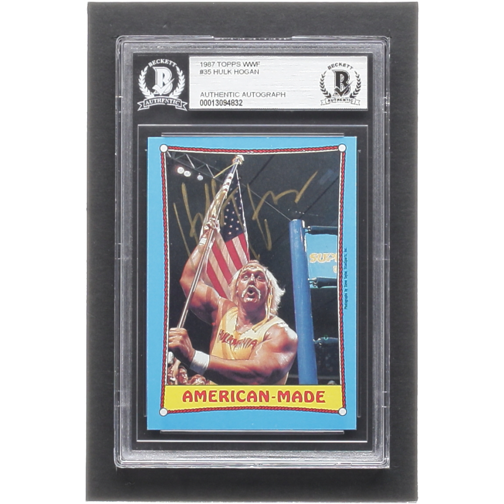 Hulk Hogan Signed 1987 Topps WWF #35 American-Made RA (BGS) | Pristine ...